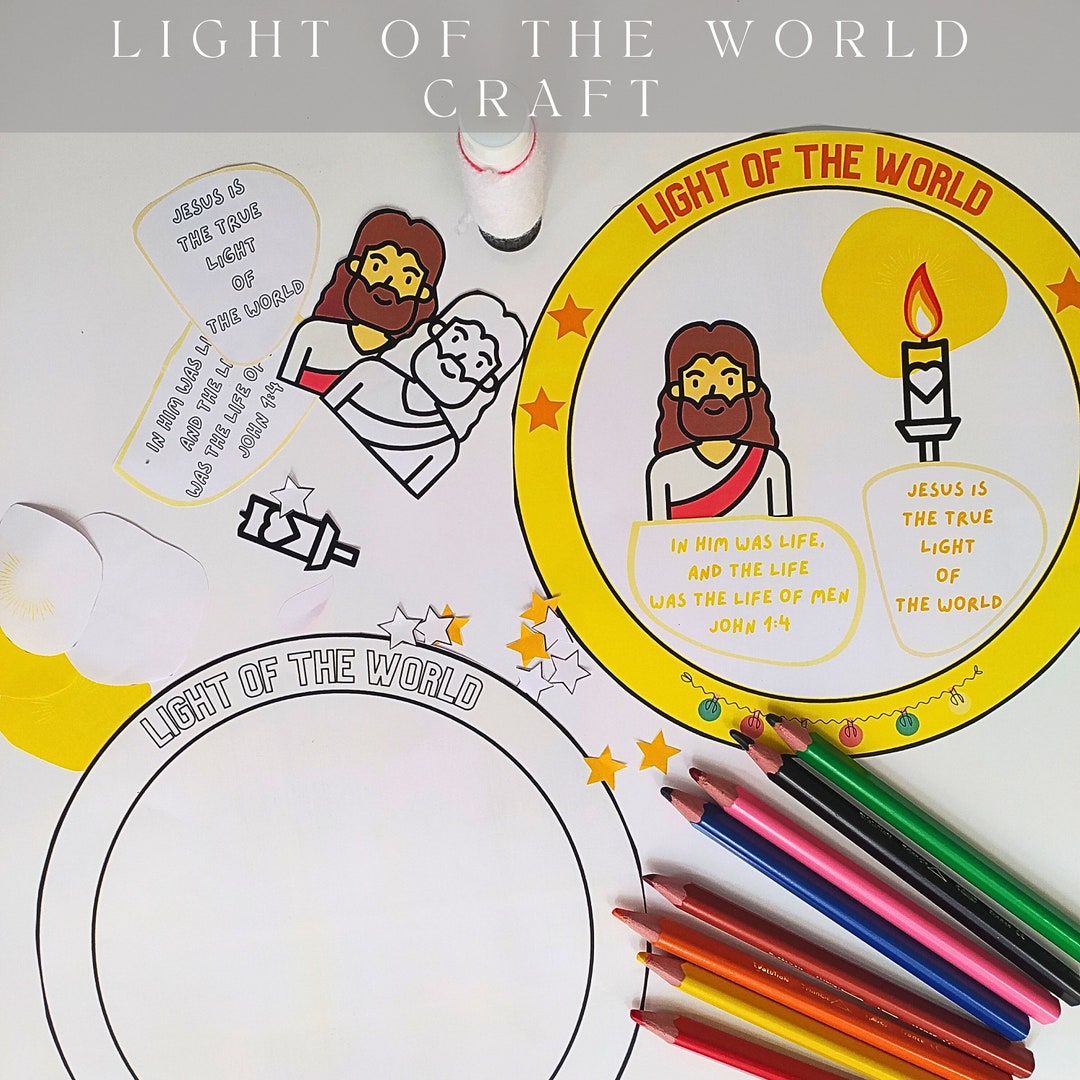 Light of the World Craft, Printable Sunday School Lesson, Christian ...