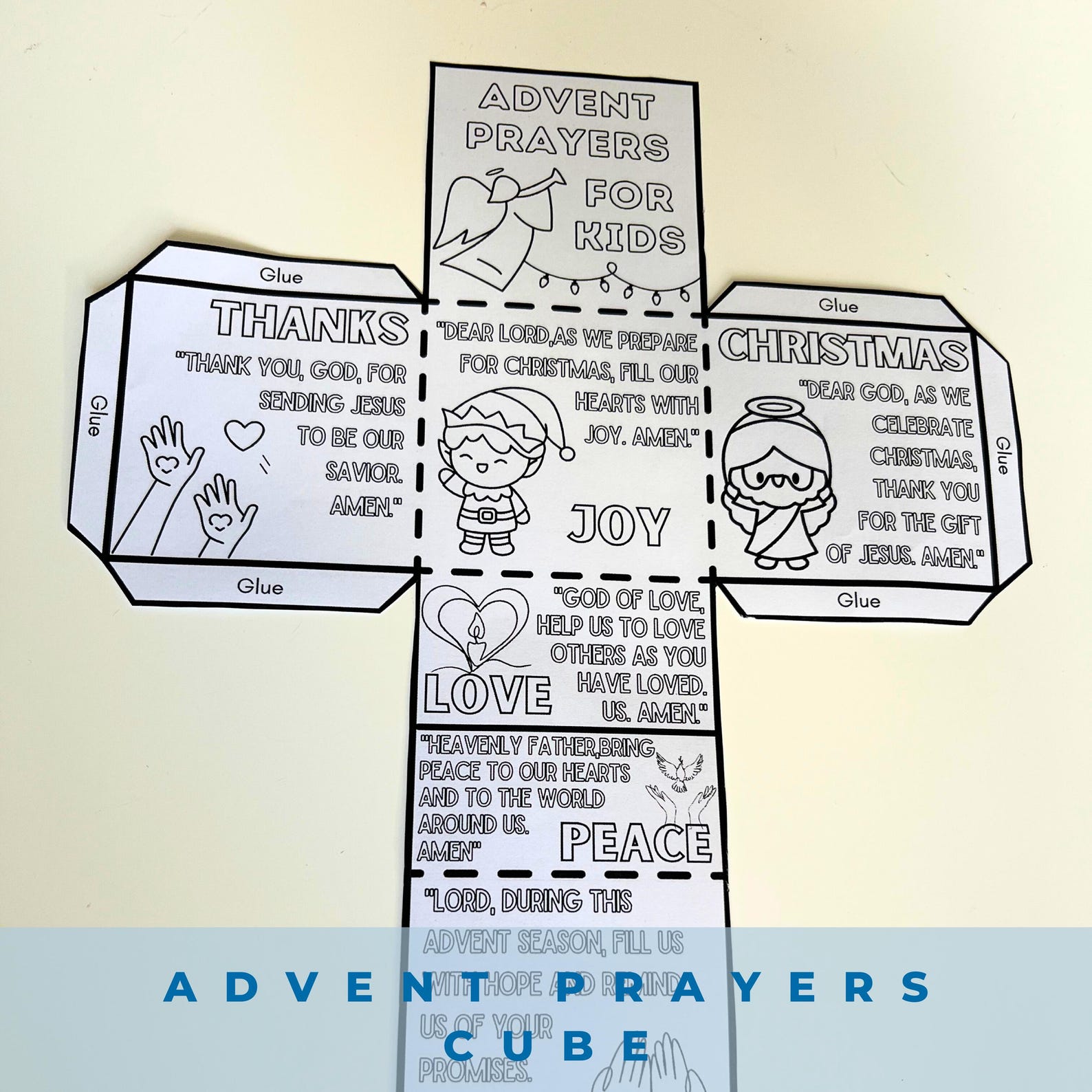 Advent Prayers Coloring Cube for Kids, Printable Christmas Activity ...