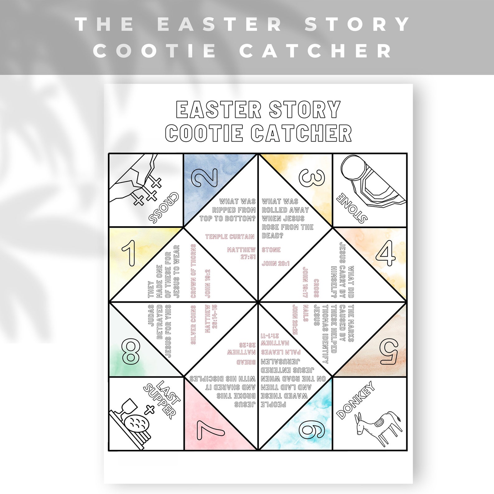 The Easter Story Cootie Catcher, Printable Sunday School Bible Activity ...