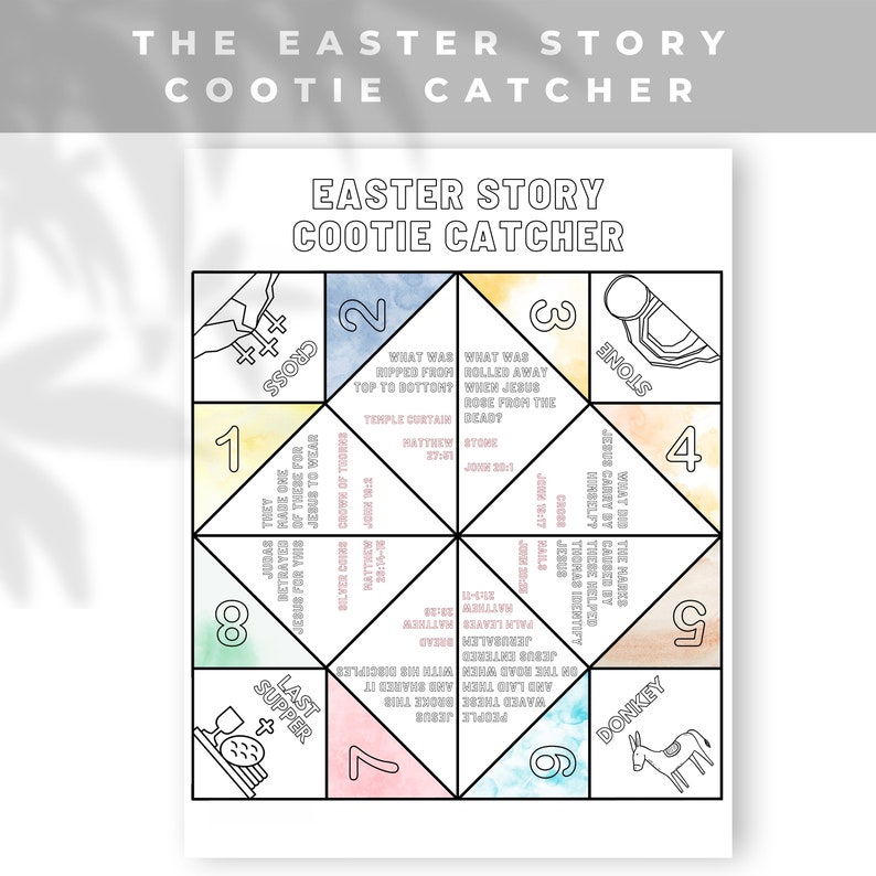 The Easter Story Cootie Catcher, Printable Sunday School Bible Activity ...
