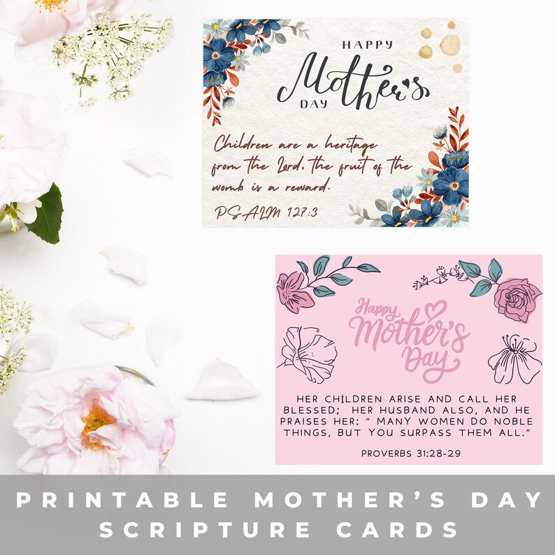 Mother's Day Scripture Cards Set of 4, Printable Mother's Day Craft ...