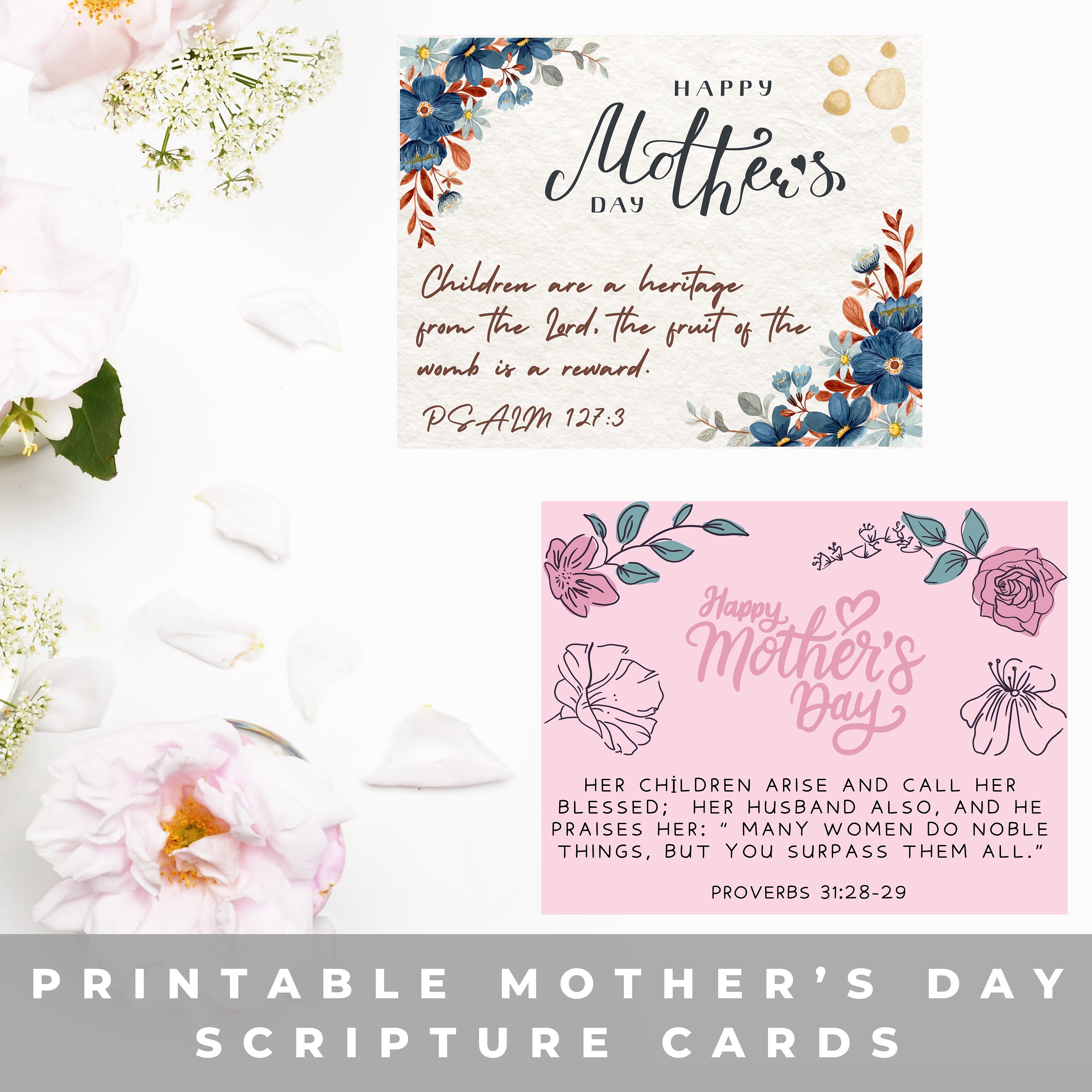 Mother's Day Scripture Cards Set of 4, Printable Mother's Day Craft ...