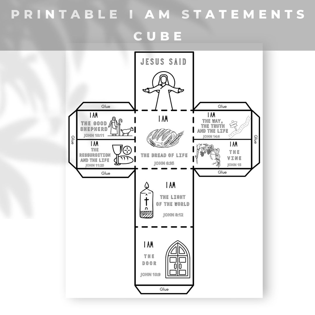 I Am Statements of Jesus Coloring Cube, Printable Sunday School Lesson ...