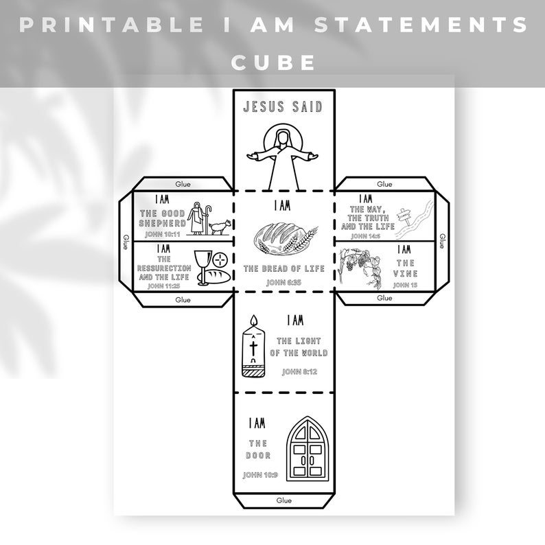 I Am Statements of Jesus Coloring Cube, Printable Sunday School Lesson ...