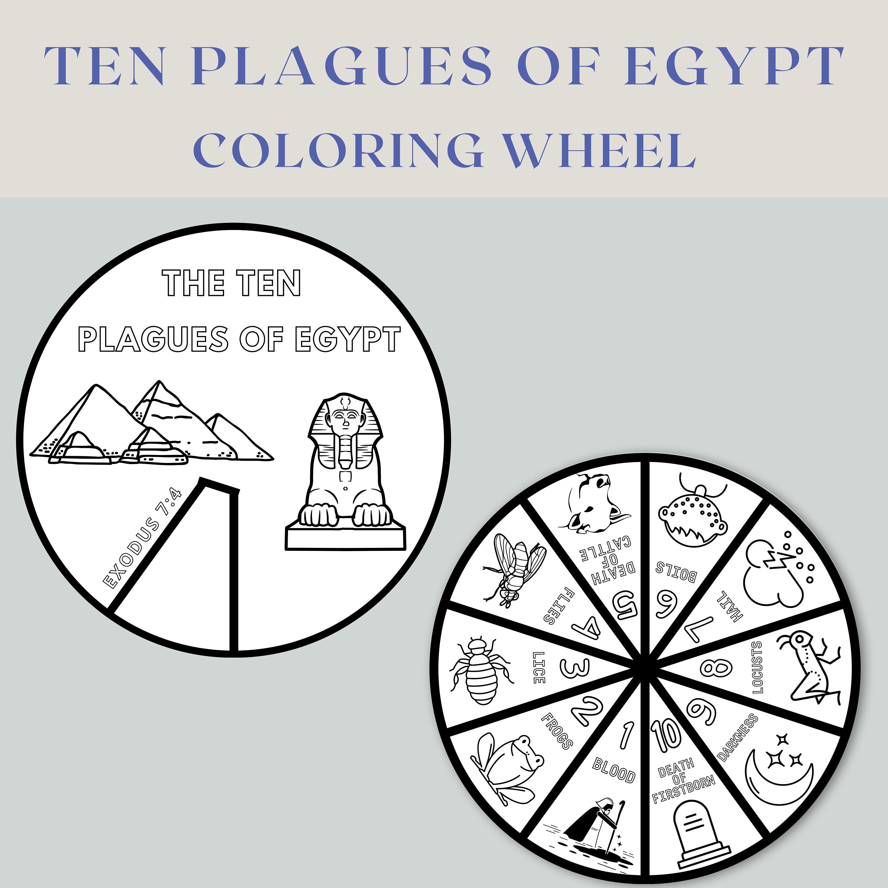 The Ten Plagues of Egypt Coloring Wheel, Printable Bible Activity, Kids ...