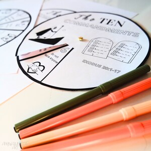 The Ten Commandments Exodus Moses Old Testament Coloring Spinner Wheel ...