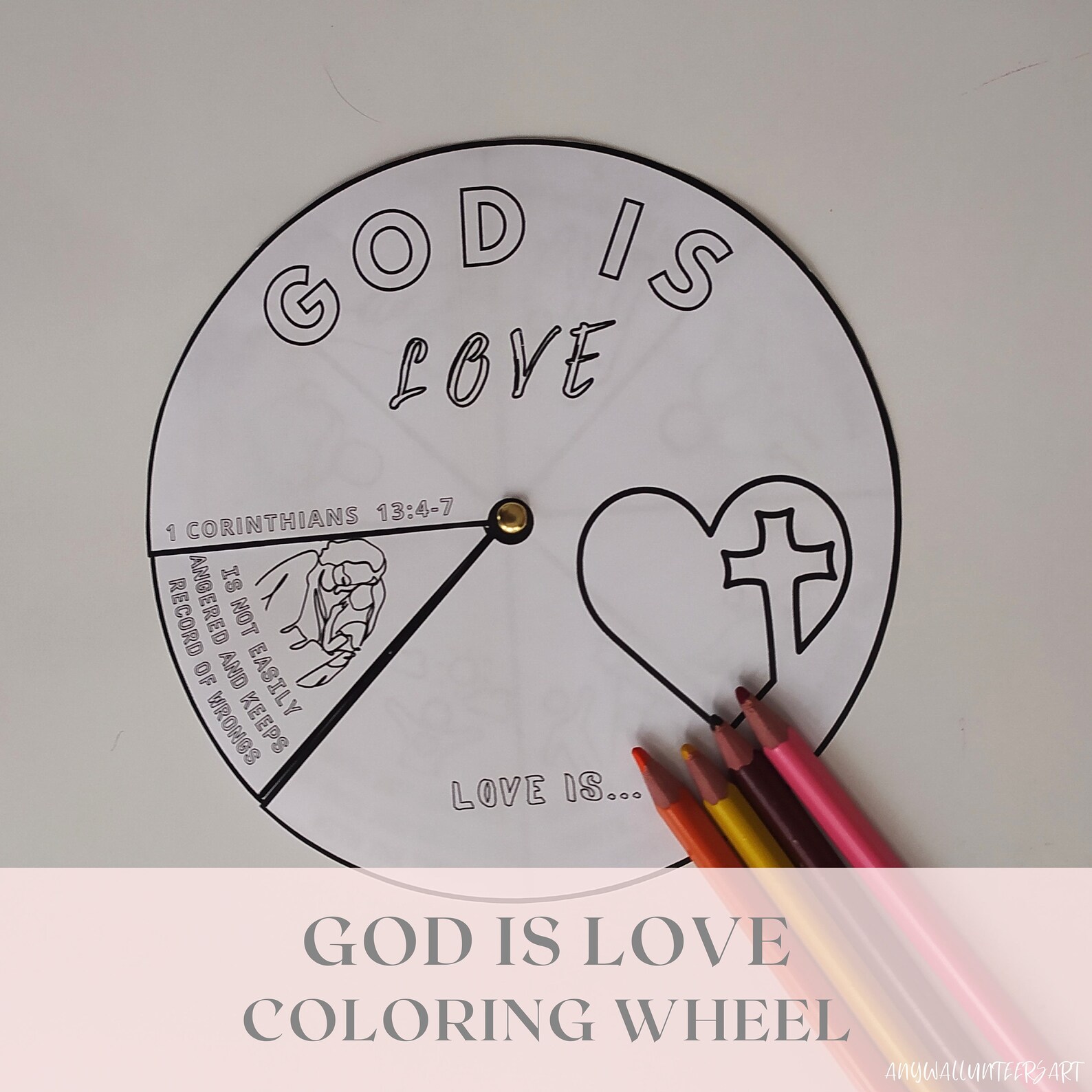 God is Love Coloring Wheel, Printable Sunday School Lesson, Bible Verse ...