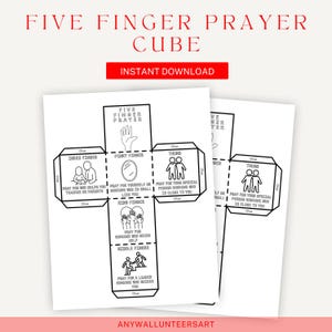 Five Finger Prayer Coloring Cube,printable Christian Craft,religious ...