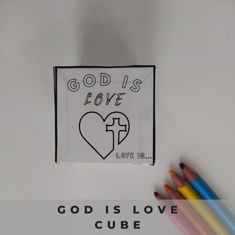 God is Love Coloring Cube,printable Bible Coloring Page Learning Sheet ...