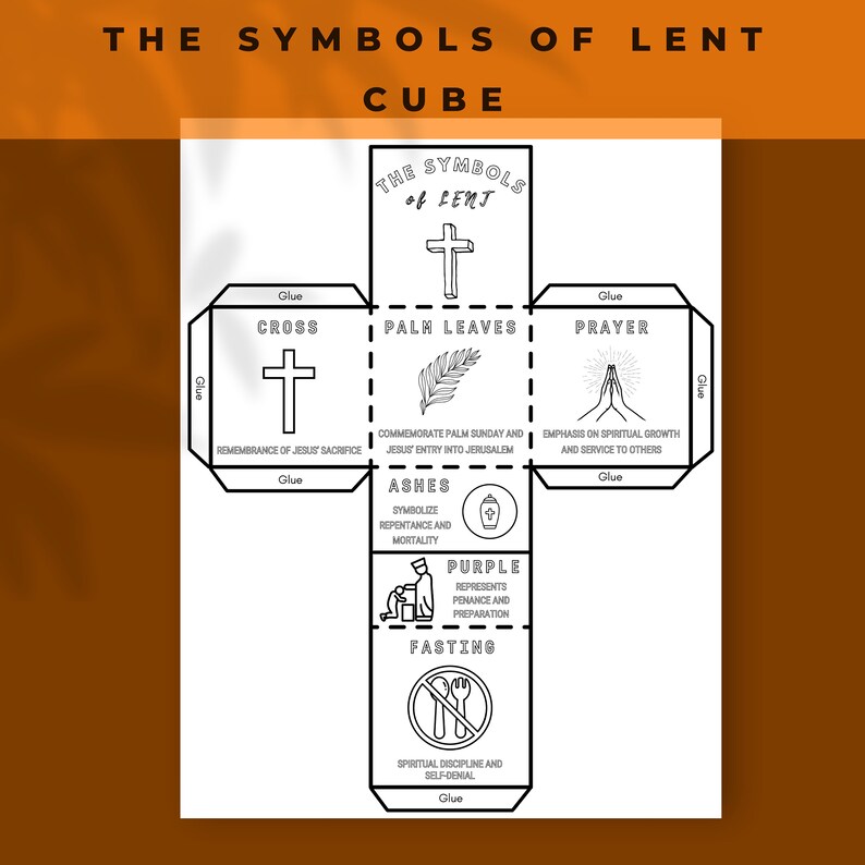 The Symbols of Lent Coloring Cube, Printable Sunday School Craft ...