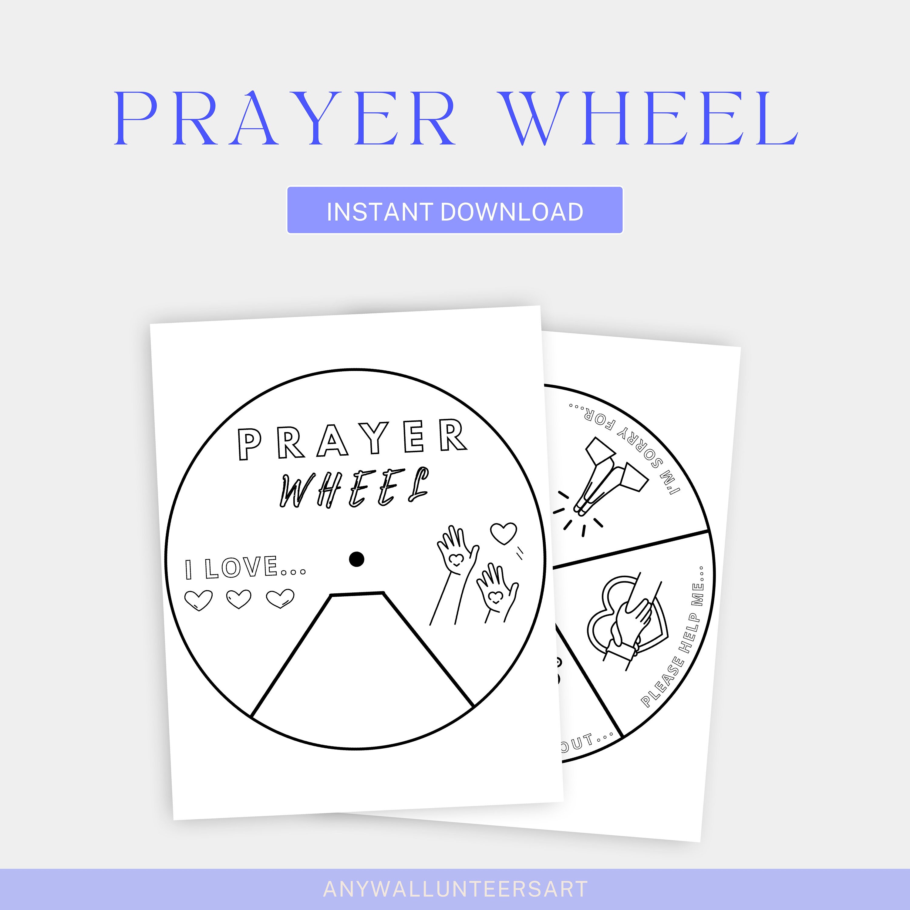 Printable Prayer Wheel for Kids, Bible Coloring Page Learning Sheet ...