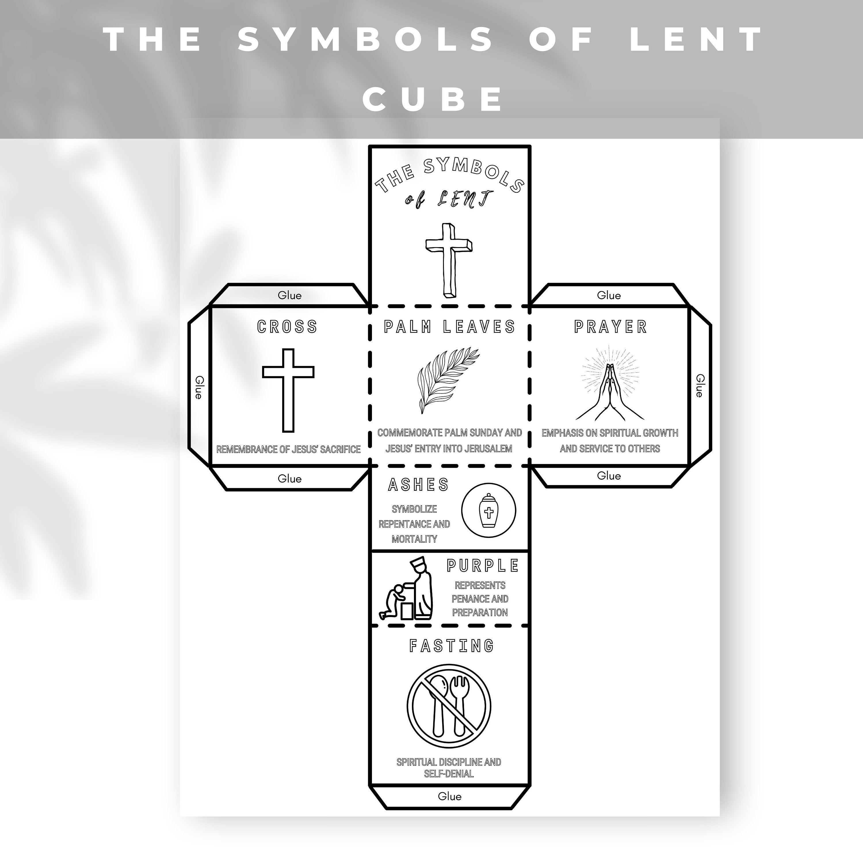 The Symbols of Lent Coloring Cube, Printable Sunday School Craft ...