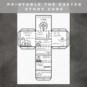 Easter Story Coloring Cube, Printable Bible Verse Activity, Easter ...