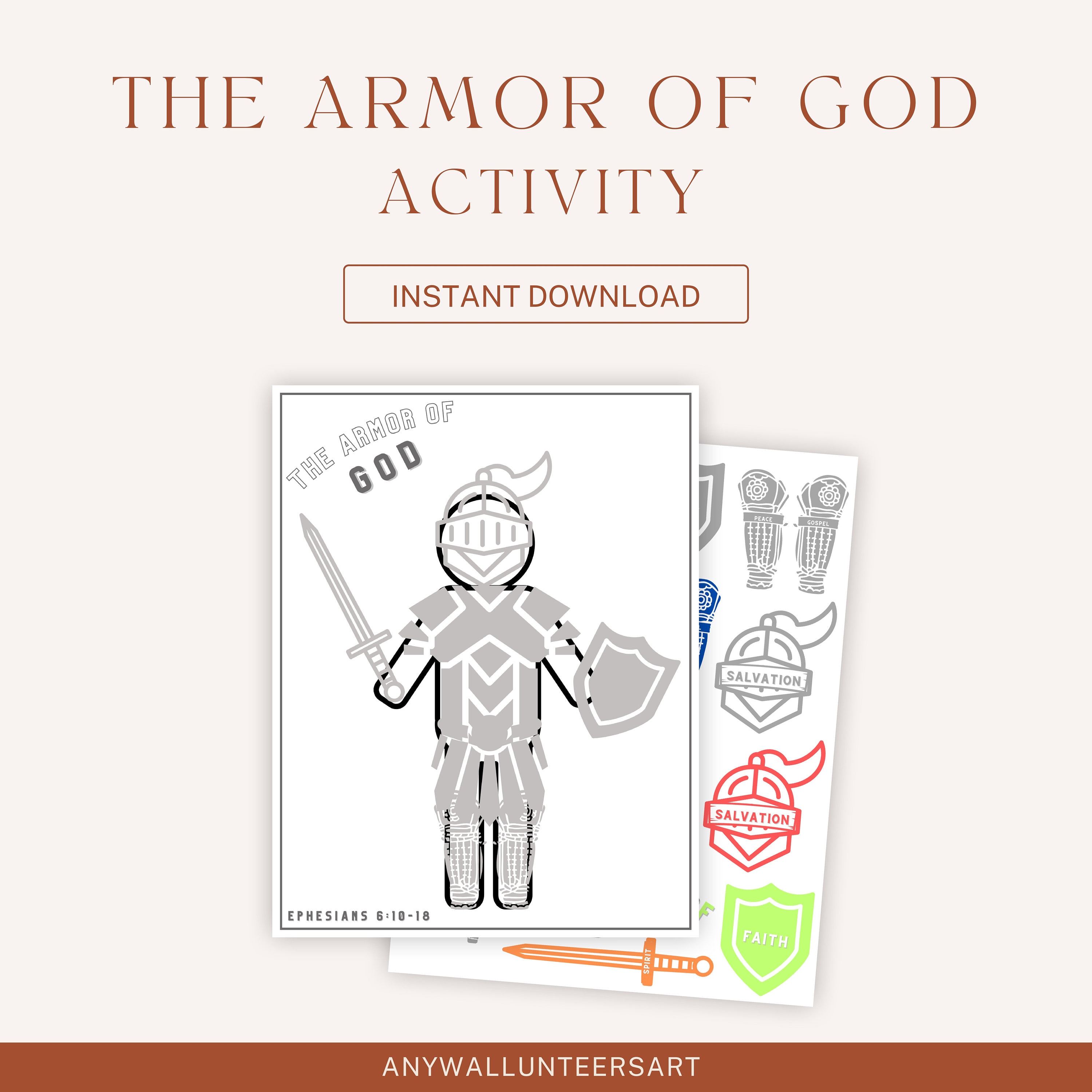 Ephesians 6:10-18 Armor of God Printable Activity, Sunday School Crafts ...