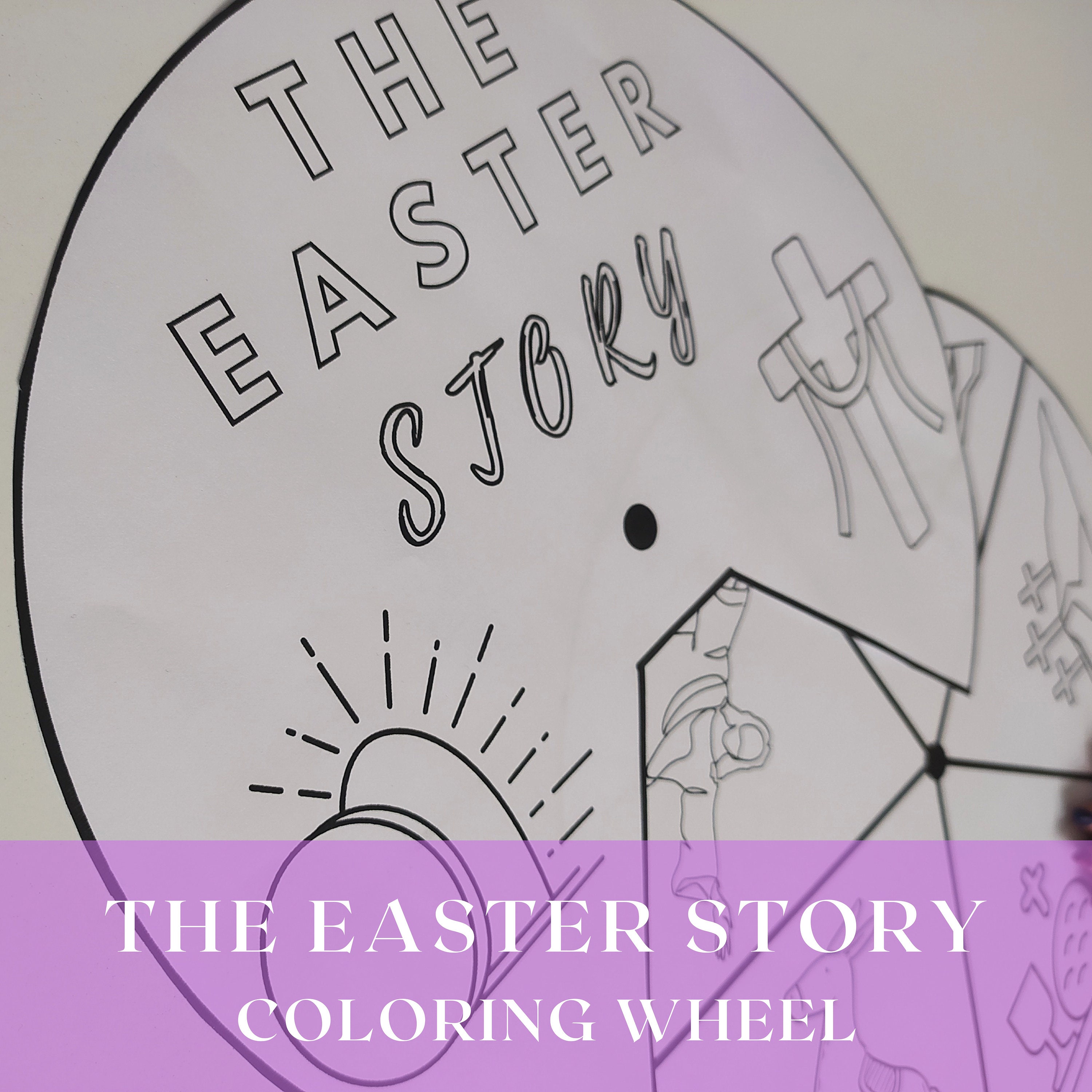 The Easter Story Coloring Wheel,kids Bible Coloring Printable Christian ...