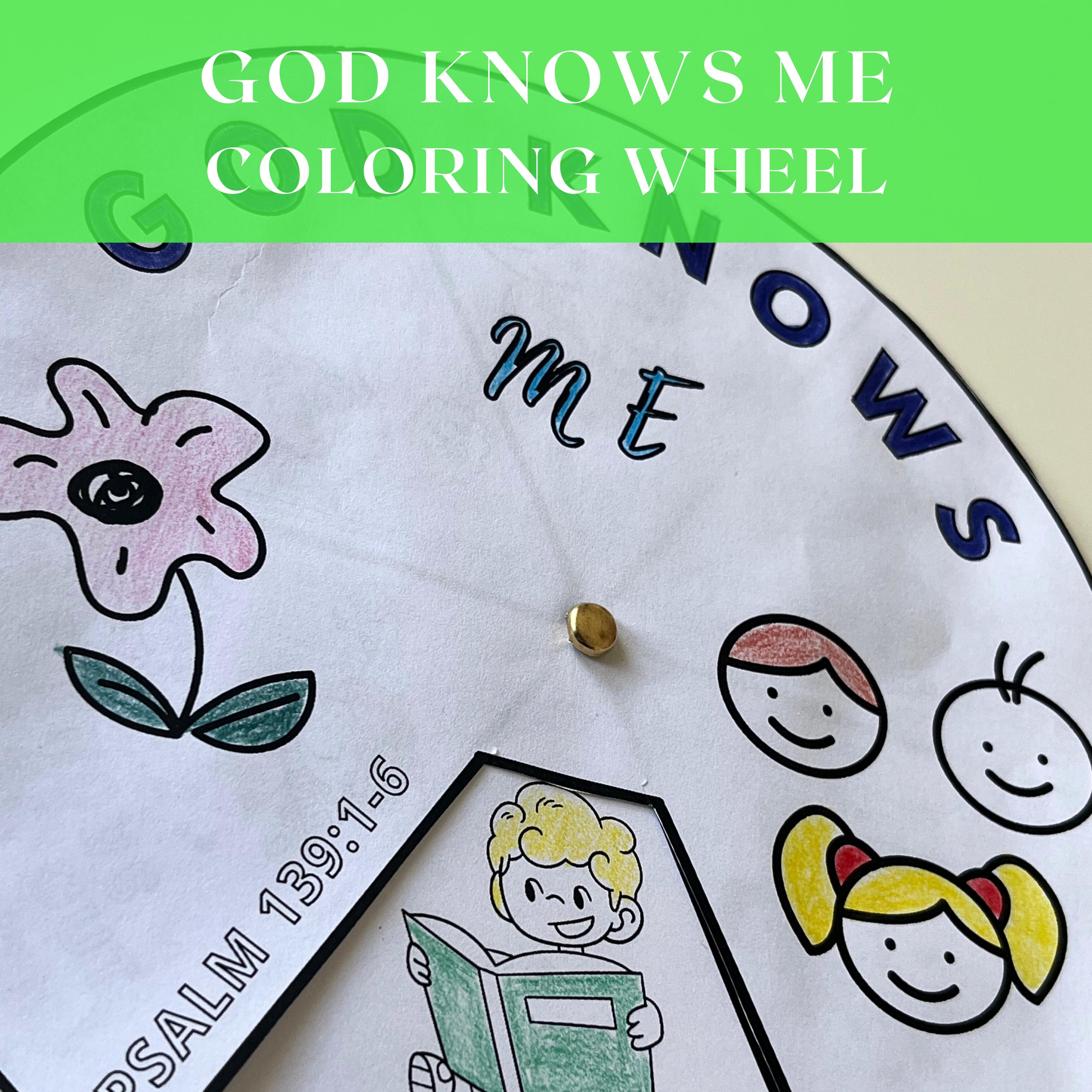 God Knows Me Coloring Wheel,sunday School Lesson Craft, Bible Scripture ...