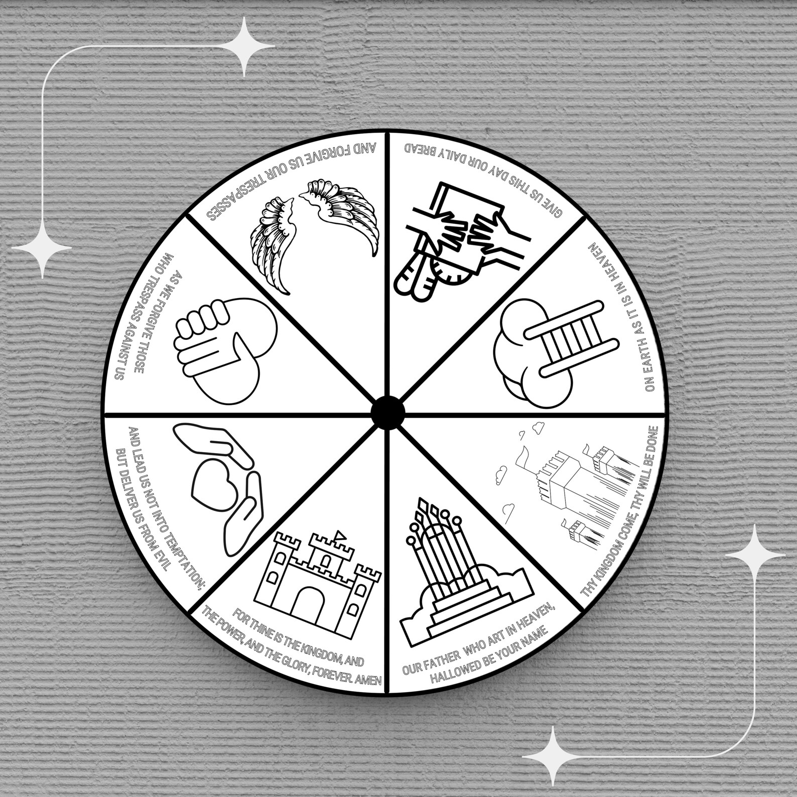 The Lord's Prayer Coloring Wheel for Kids, Teaching the Lord's Prayer ...