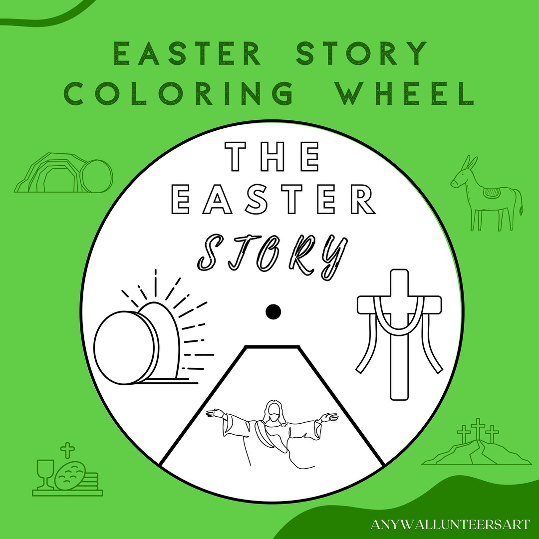 The Easter Story Coloring Wheel,kids Bible Coloring Printable Christian ...