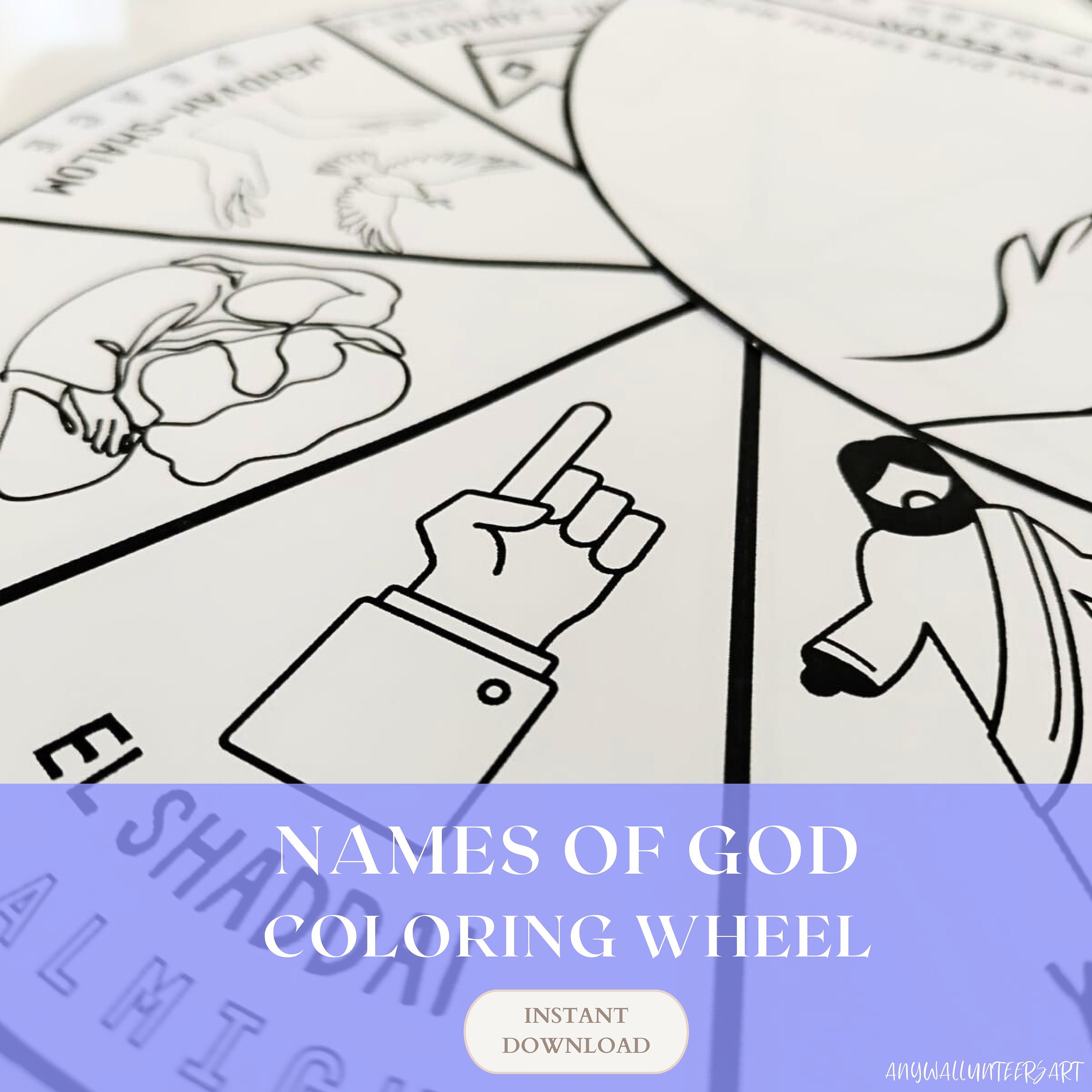Names of God Coloring Wheel, Sunday School Lesson Craft, Bible ...