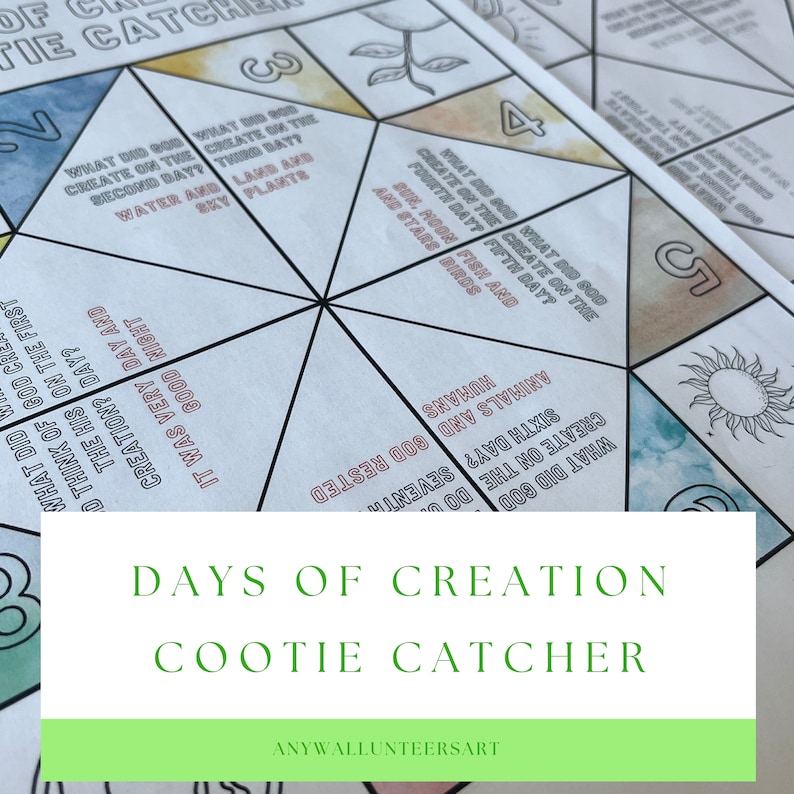 Days of Creation Cootie Catcher Sunday School Bible Activity, Days of ...