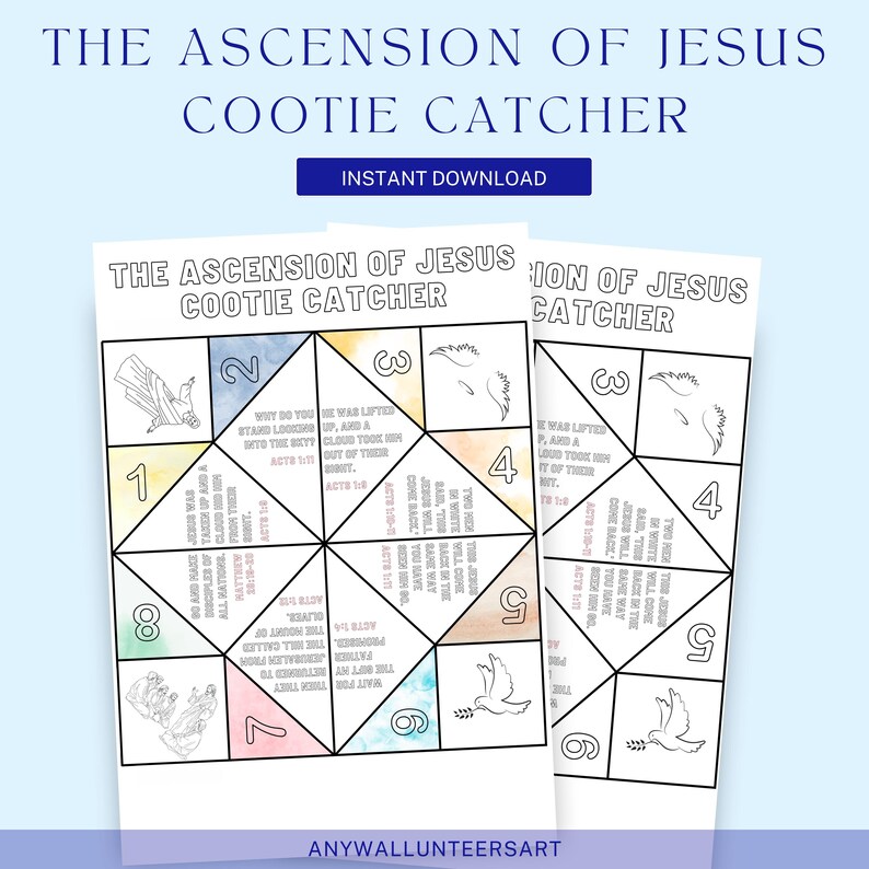 The Ascension of Jesus Cootie Catcher, Sunday School Bible Activity ...