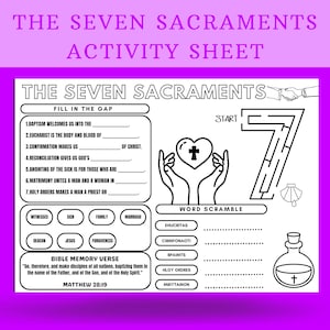 The Seven Sacraments Activity Sheet, Catholic Printable, Seven ...