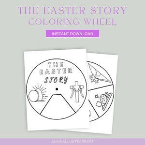 The Easter Story Coloring Wheel,kids Bible Coloring Printable Christian ...