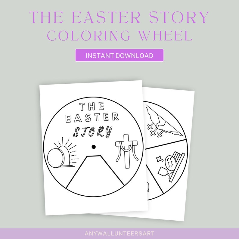 The Easter Story Coloring Wheel,kids Bible Coloring Printable Christian ...
