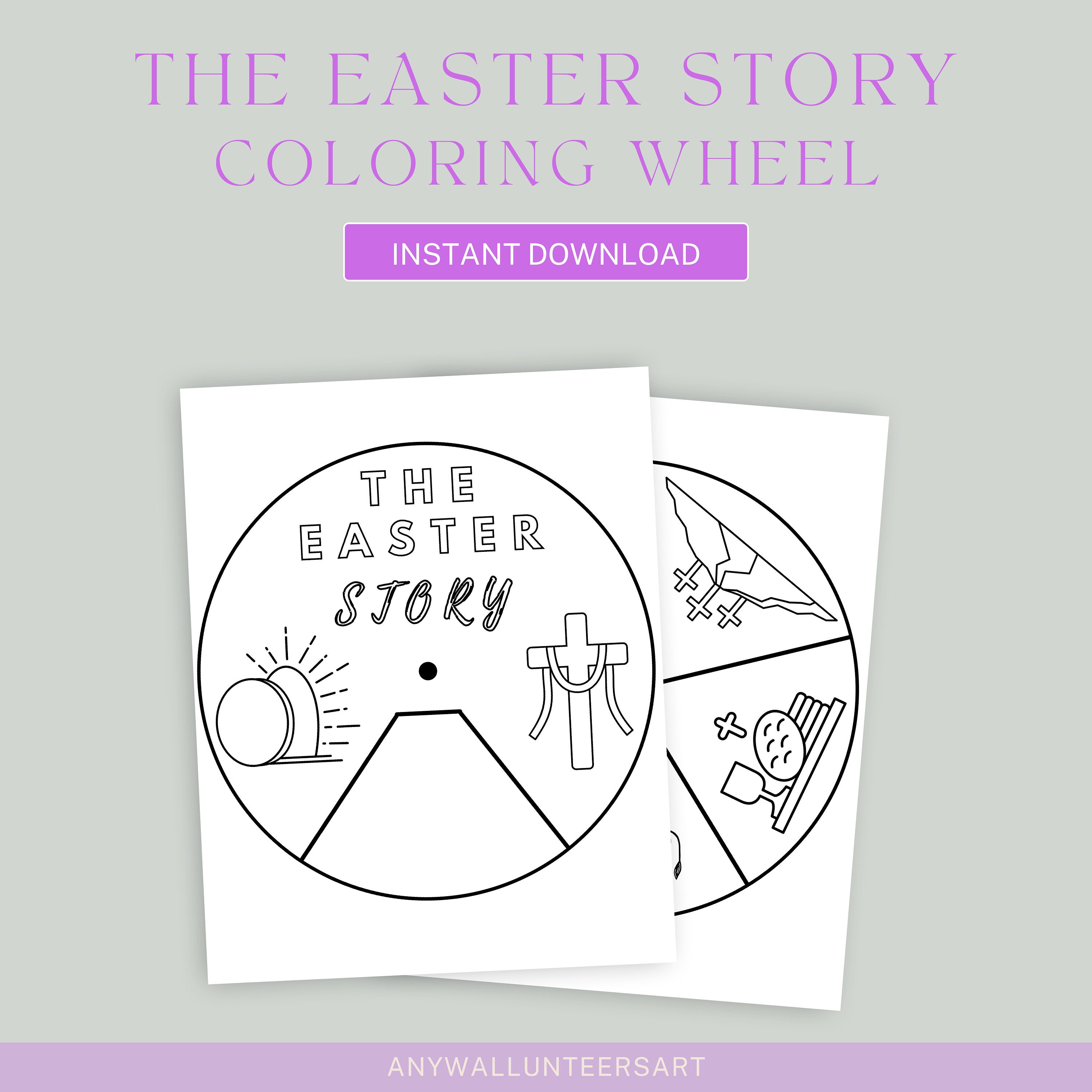The Easter Story Coloring Wheel,kids Bible Coloring Printable Christian ...