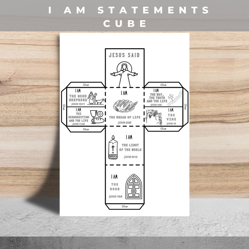 I Am Statements of Jesus Coloring Cube, Printable Sunday School Lesson ...