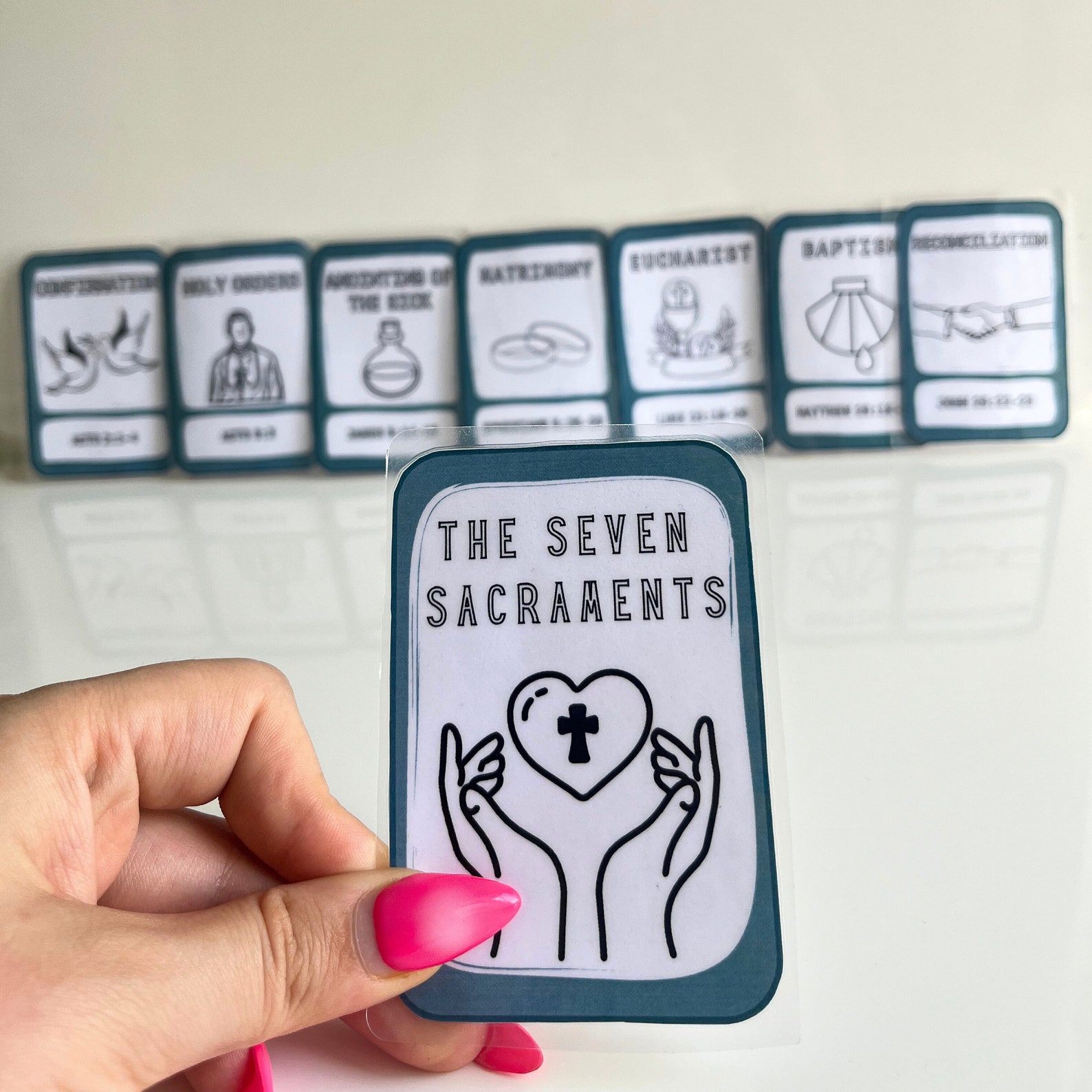 The Seven Sacraments Coloring Flash Card, Printable Sunday School ...