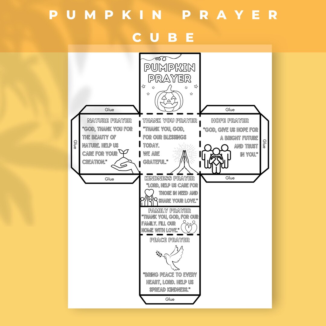 Pumpkin Prayer Coloring Cube for Kids,christian Fall Craft,printable ...
