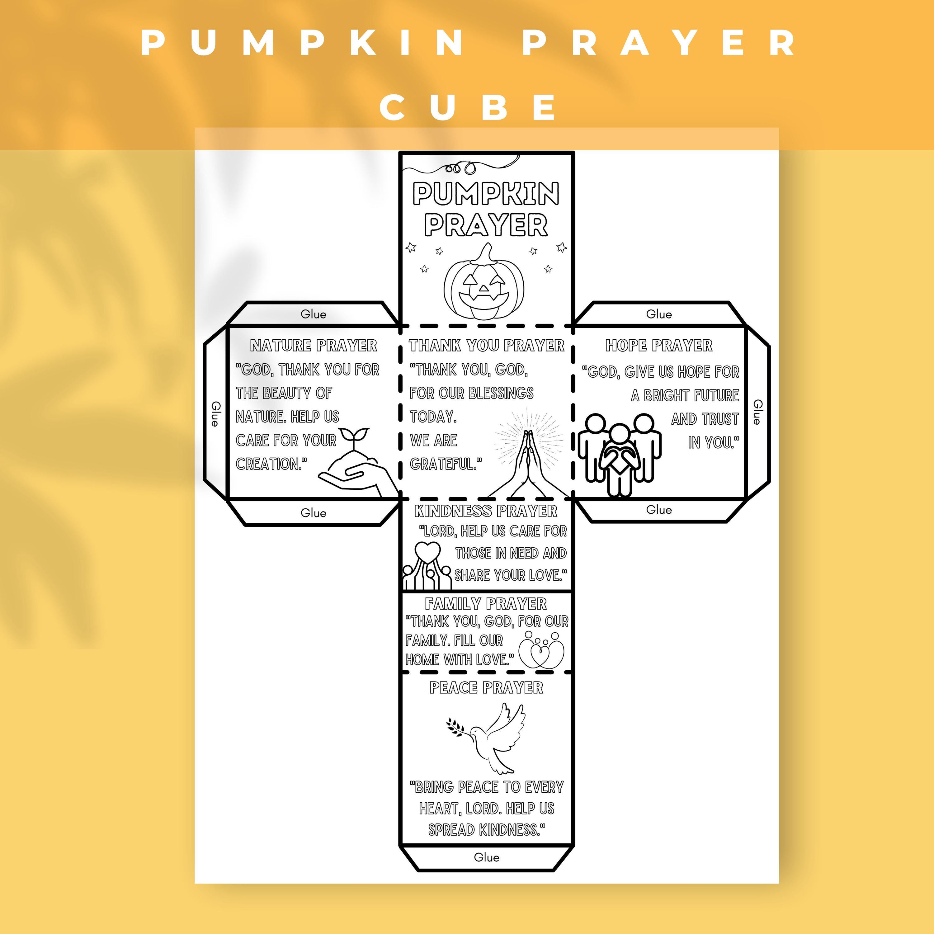 Pumpkin Prayer Coloring Cube for Kids,christian Fall Craft,printable ...