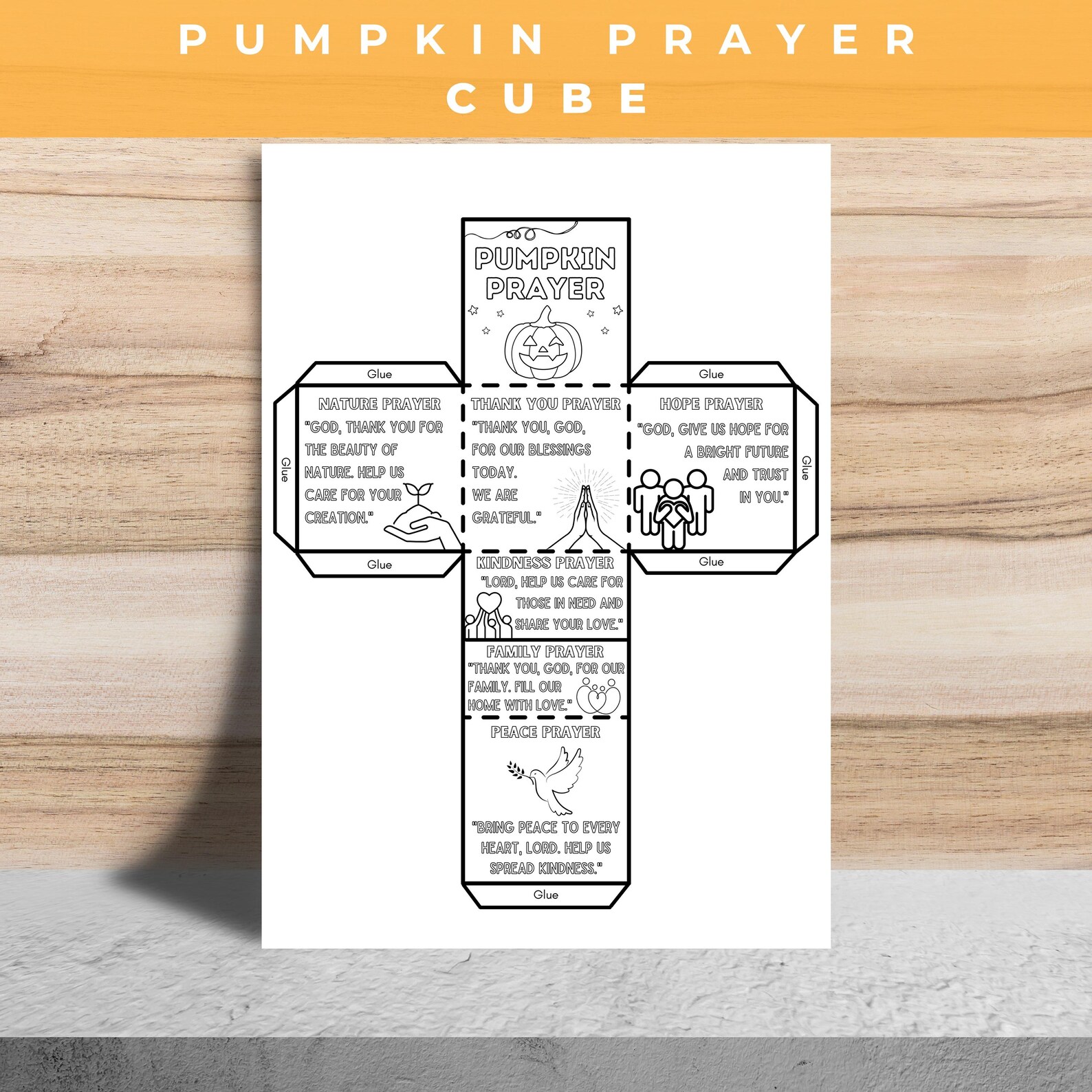 Pumpkin Prayer Coloring Cube for Kids,christian Fall Craft,printable ...