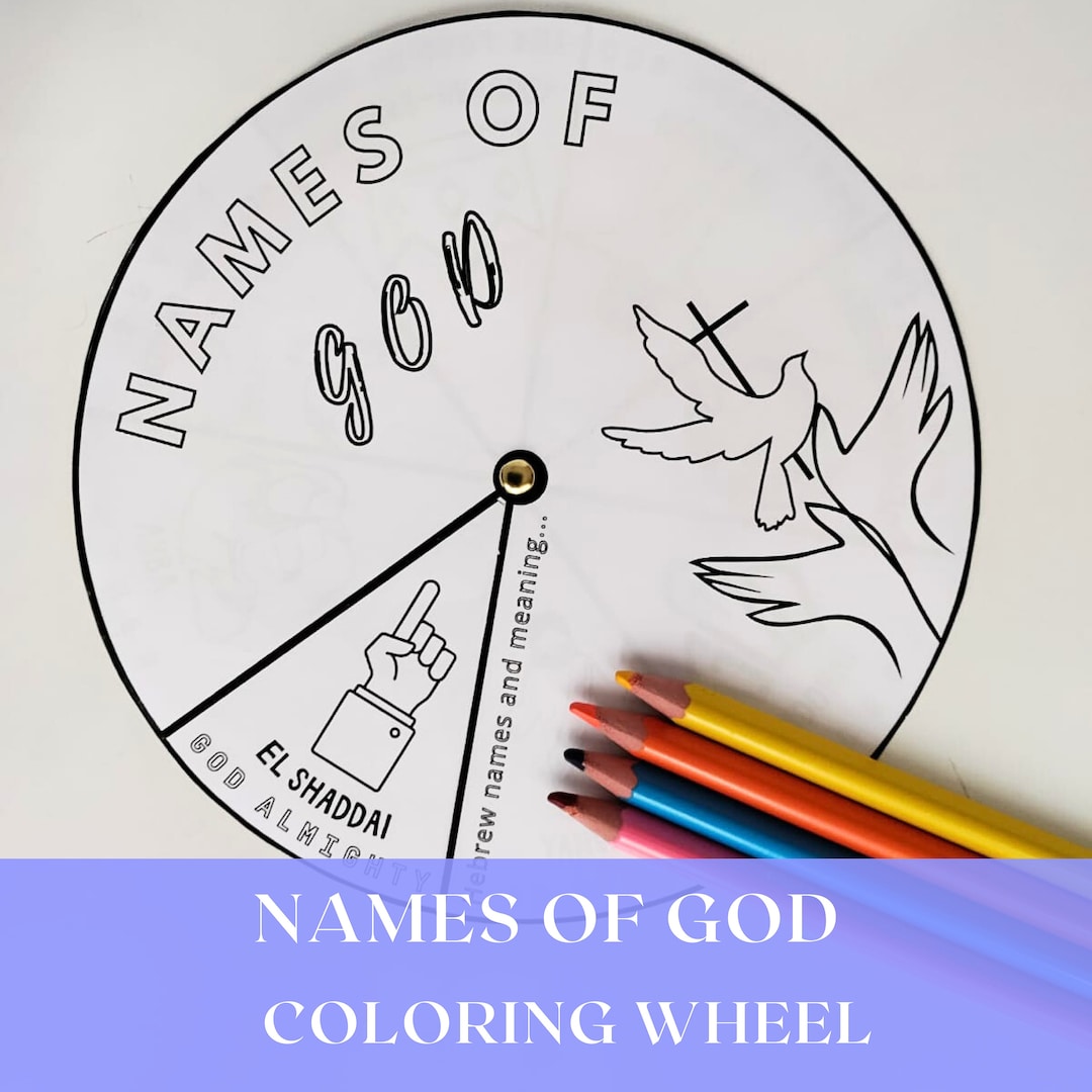 Names of God Coloring Wheel, Sunday School Lesson Craft, Bible ...