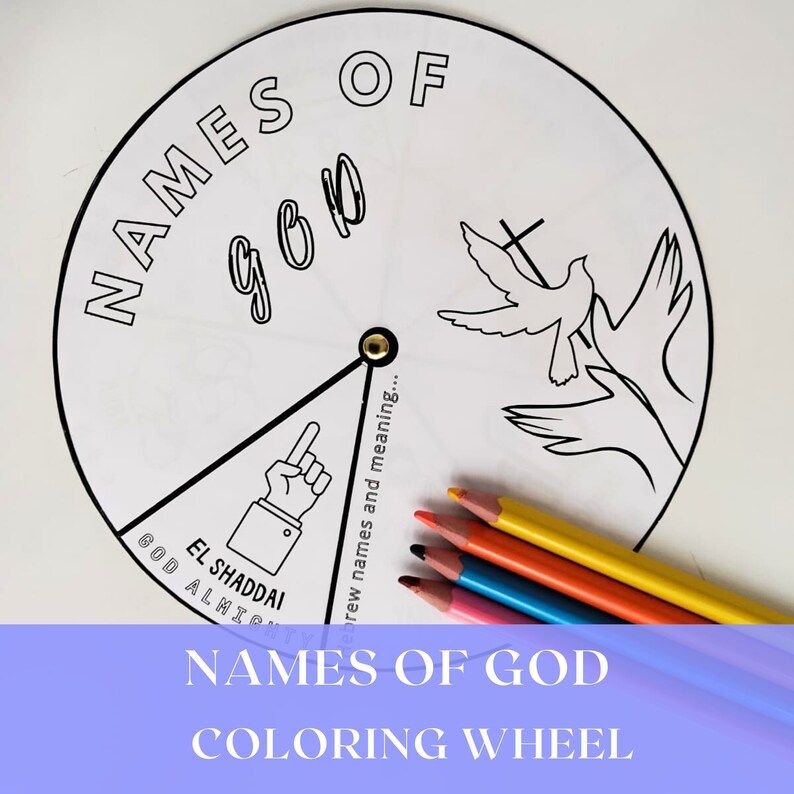 Names of God Coloring Wheel, Sunday School Lesson Craft, Bible ...