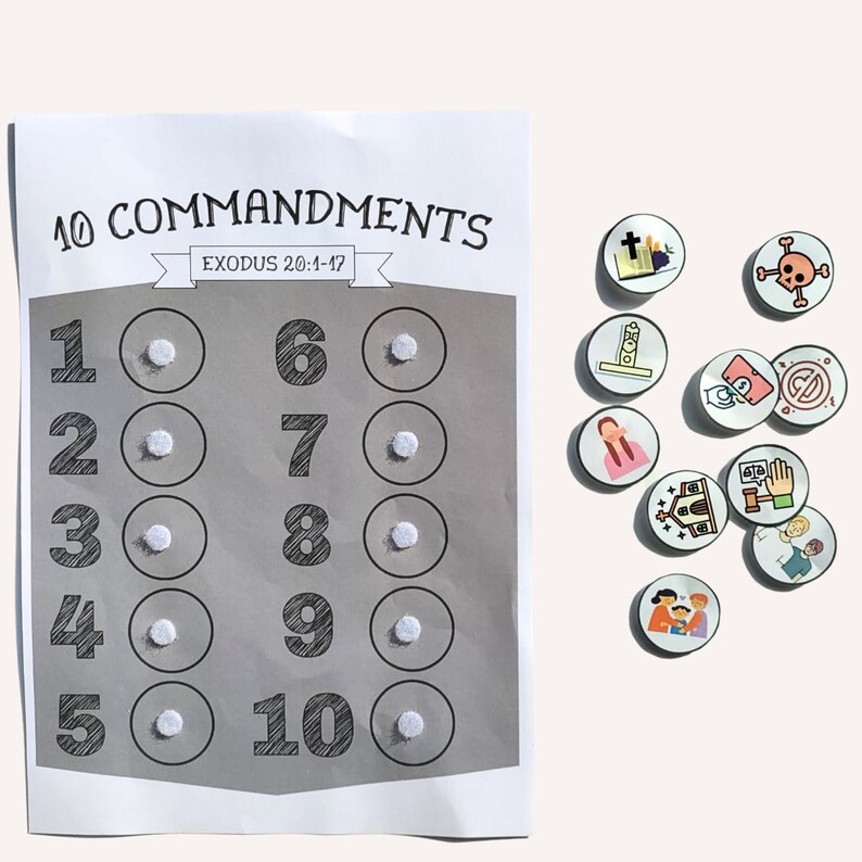 The Ten Commandments Printable Memory Game, Bible Verse Sunday School ...