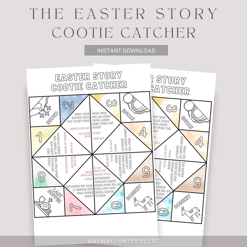 The Easter Story Cootie Catcher, Printable Sunday School Bible Activity ...