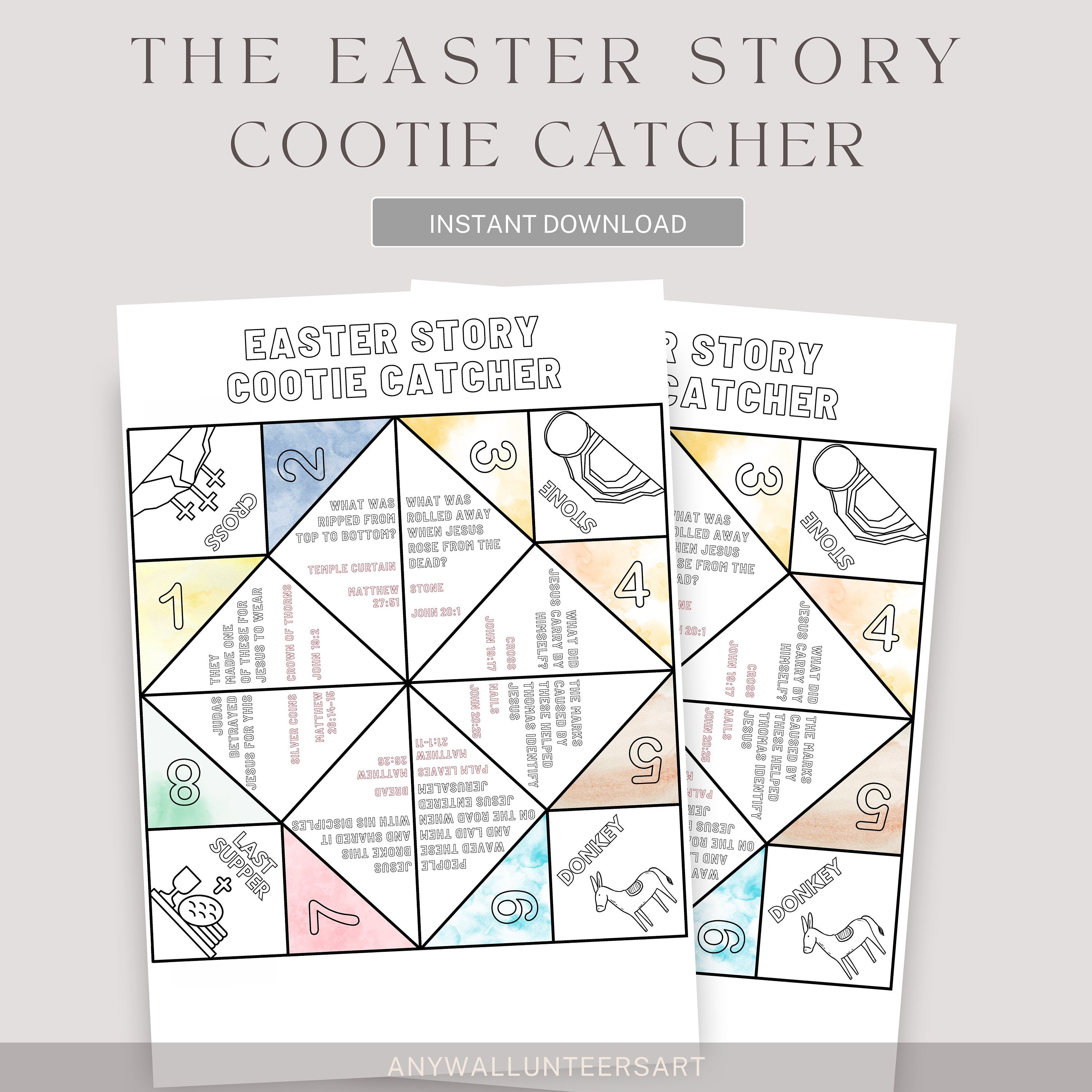 The Easter Story Cootie Catcher, Printable Sunday School Bible Activity ...