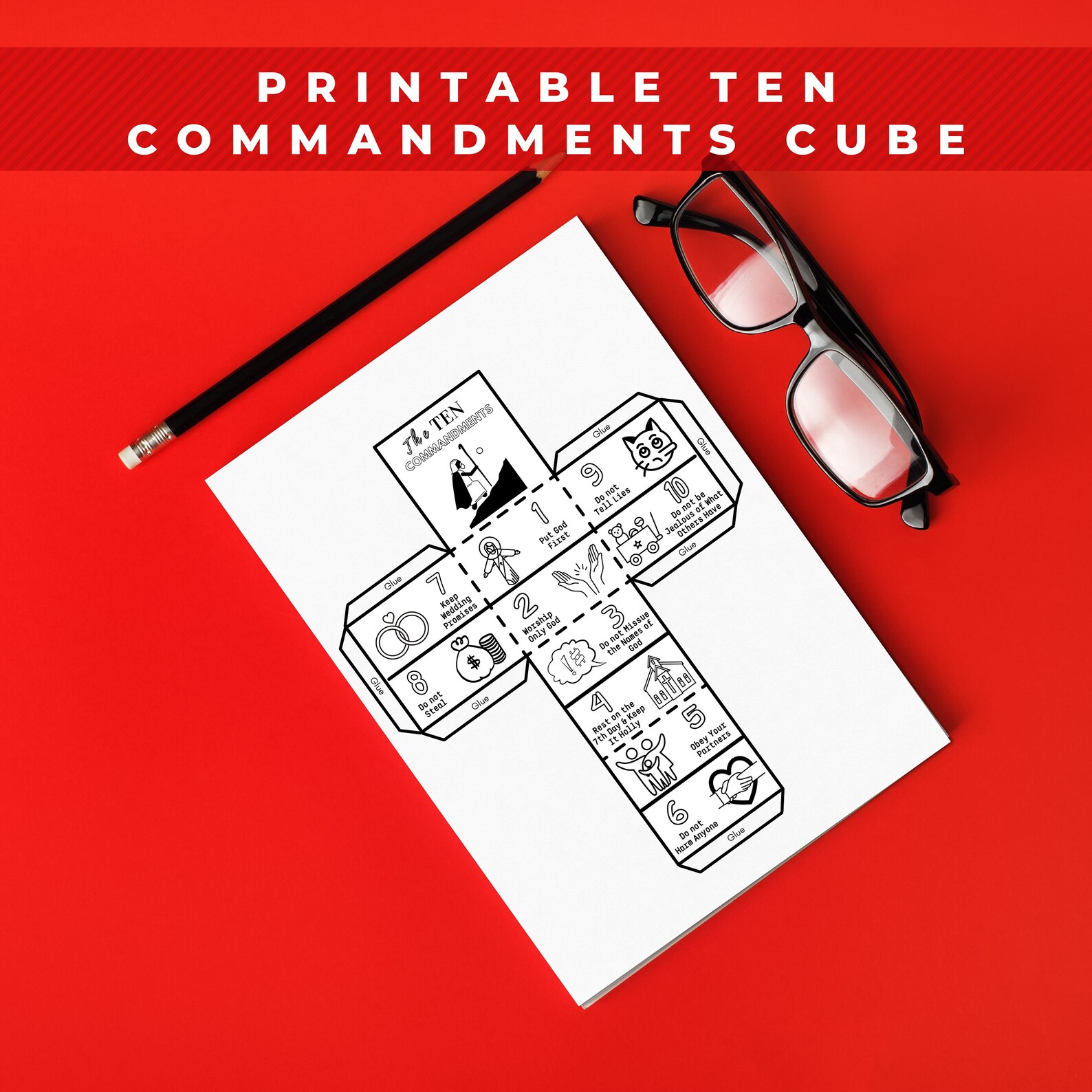 Ten Commandments Cube, Bible Coloring Page, Sunday School (digital ...