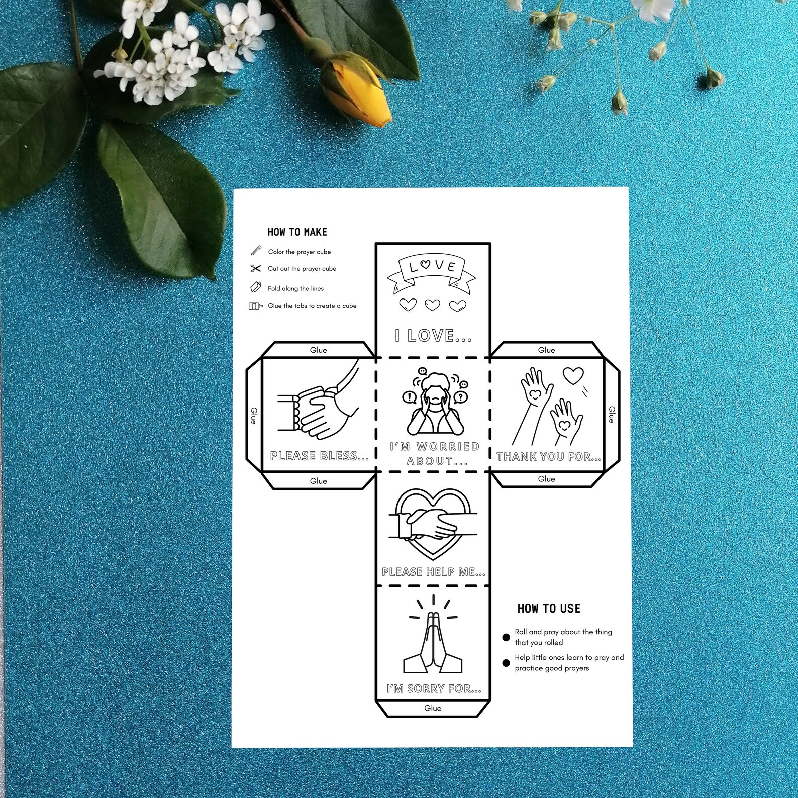 Printable Prayer Cube for Kids, Bible Coloring Page (digital Download ...