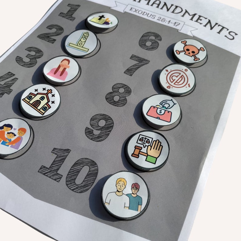 The Ten Commandments Printable Memory Game, Bible Verse Sunday School ...