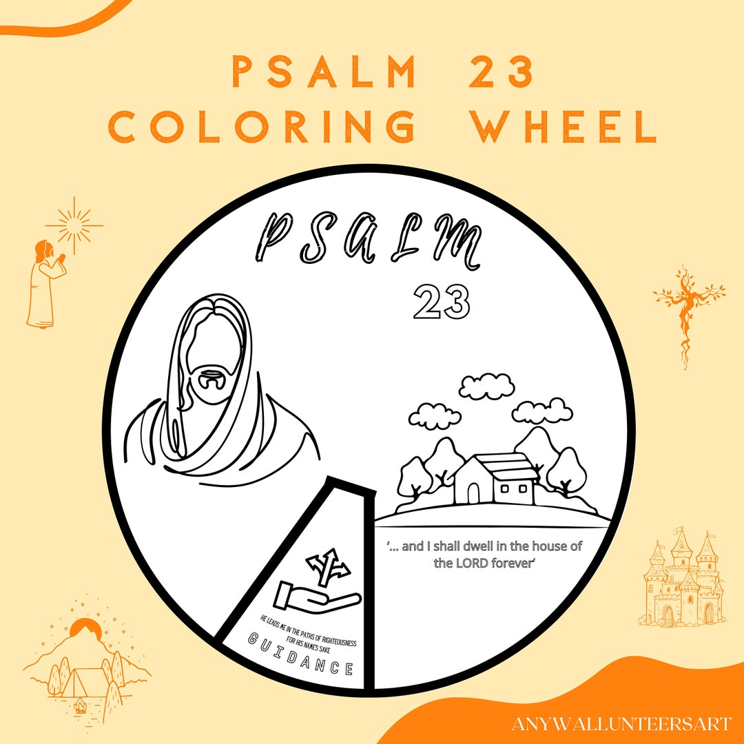 Psalm 23 Prayer Bible Coloring Wheel, Printable Bible Activity, Bible ...