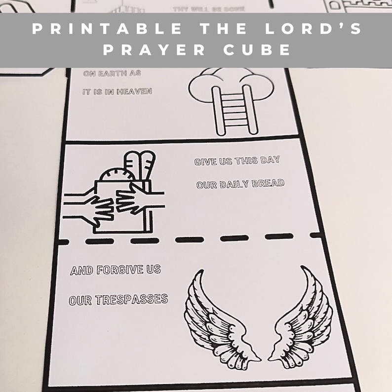 Printable the Lord's Prayer Cube ,bible Coloring Page Learning Sheet ...