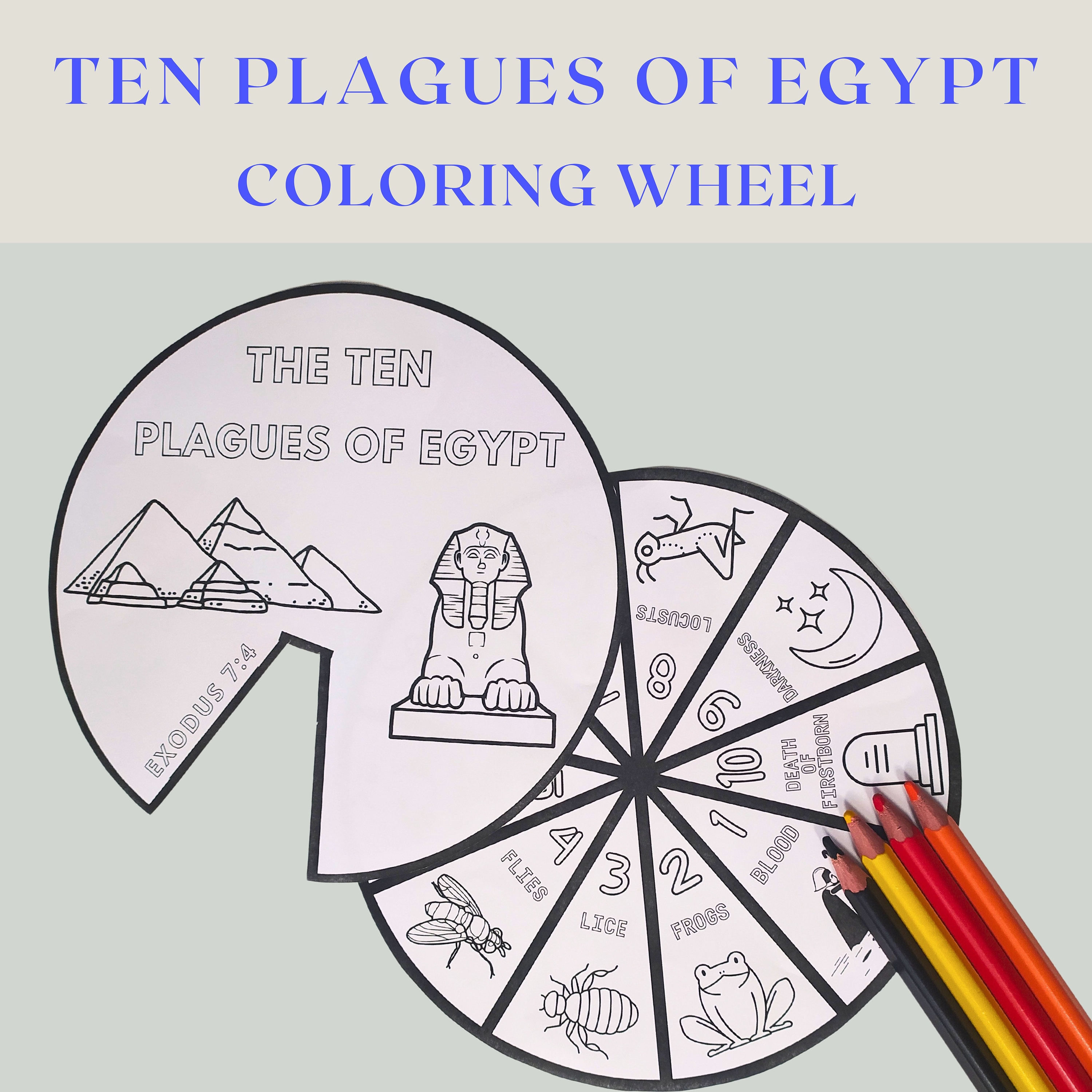 The Ten Plagues of Egypt Coloring Wheel, Printable Bible Activity, Kids ...
