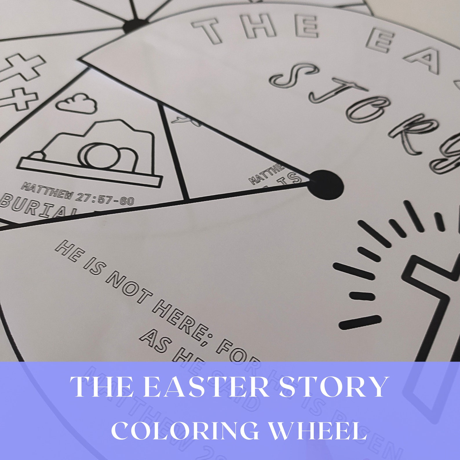 The Easter Story Bible Coloring Wheel, Printable Bible Activity, Bible ...