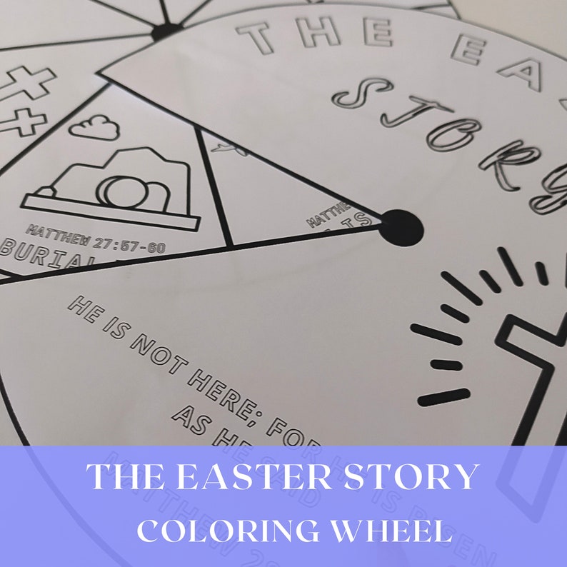 The Easter Story Bible Coloring Wheel, Printable Bible Activity, Bible ...
