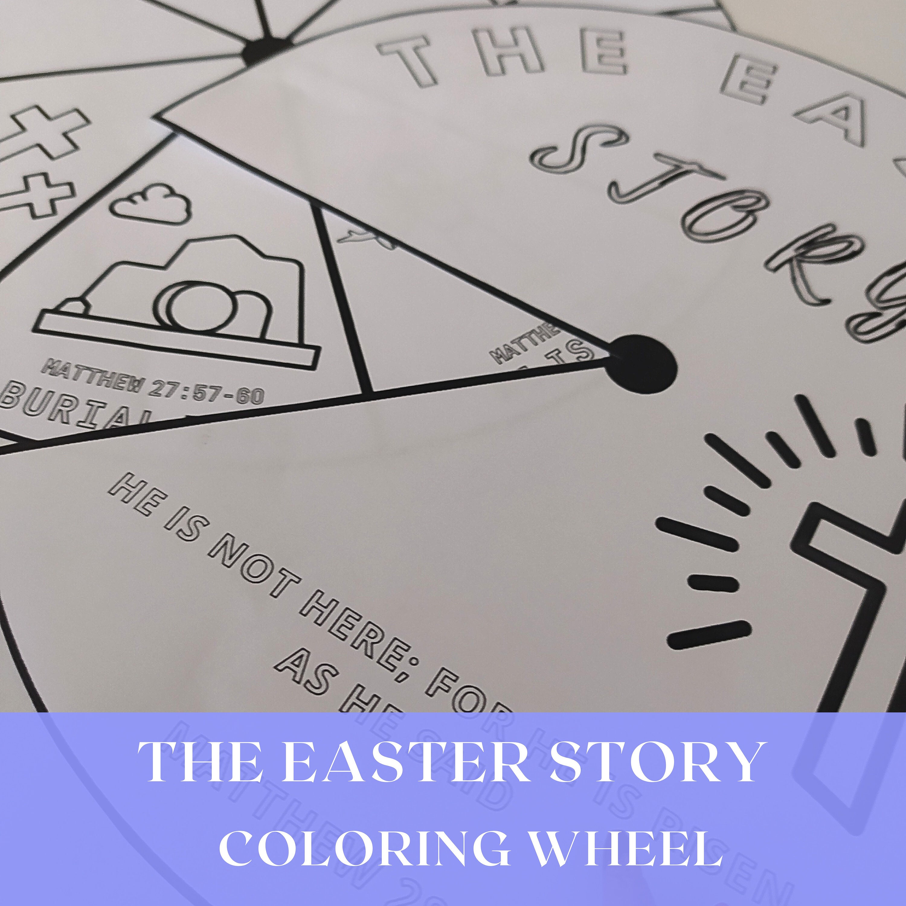 The Easter Story Bible Coloring Wheel, Printable Bible Activity, Bible ...