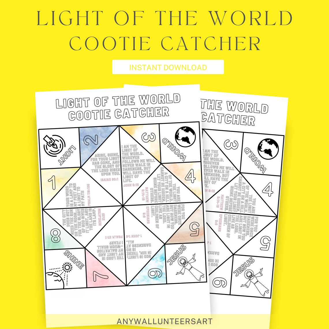 Light of the World Cootie Catcher Printable | Bible Craft for Kids ...
