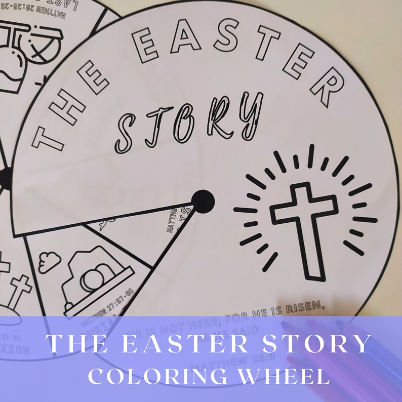 The Easter Story Bible Coloring Wheel, Printable Bible Activity, Bible ...